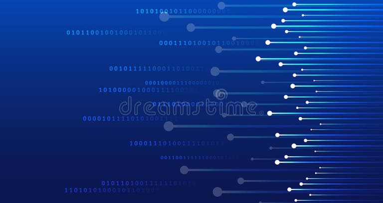 Abstract Digital Background with Binary Code and Connected Dots on a Blue Gradient. Concept of ...