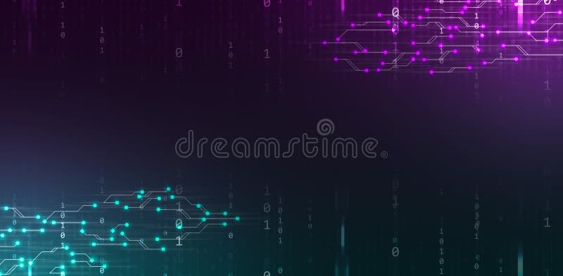 Abstract Digital Background with Binary Code, Glowing Circuits, and Futuristic Technology Design ...