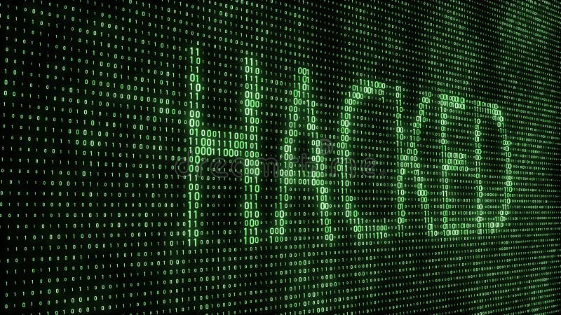 Abstract Digital Background. Binary Code. Hacked. Green Color. 3D ...