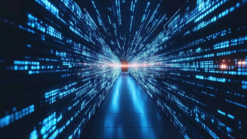 Abstract Digital Background Binary Code Information Flows through Cyberspace Creating a Big Data ...