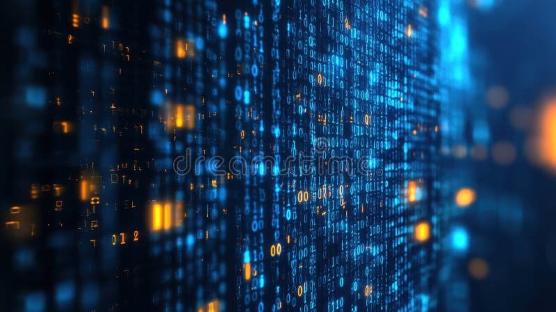 Abstract Digital Background Binary Code Information Flows through Cyberspace Creating a Big Data ...