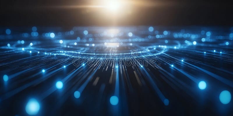 Abstract Digital Background with Blue Glowing Lines Stock Illustration ...