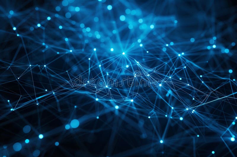 Abstract Digital Background with Blue Light Connection Lines and ...