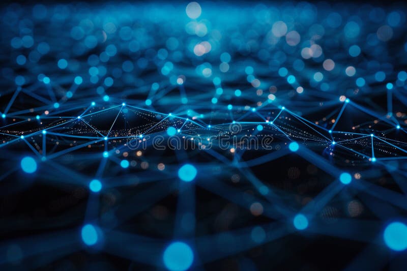 Abstract Digital Background with Blue Light Connection Lines and ...