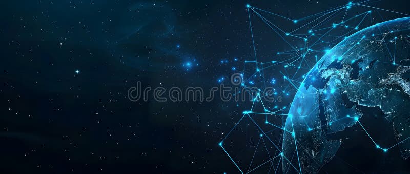 Abstract Digital Background with Blue Light Lines and Planet Earth - AI ...