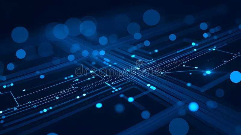 An Abstract Digital Background with Blue Lights and Circuit Patterns ...
