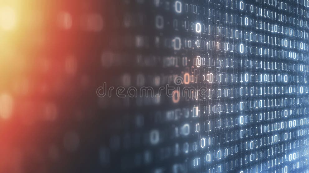 Abstract Glowing Blue and Orange Binary Code Digital Background Stock ...