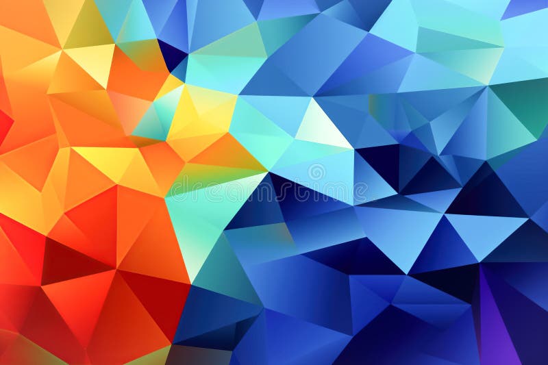 Abstract Digital Background of Blue Red Yellow Volumetric Triangles ...