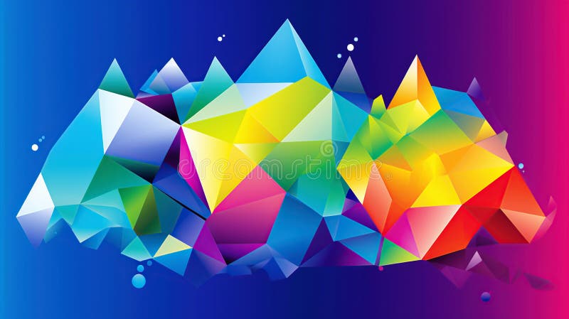 Abstract Digital Background of Blue Red Yellow Volumetric Triangles ...