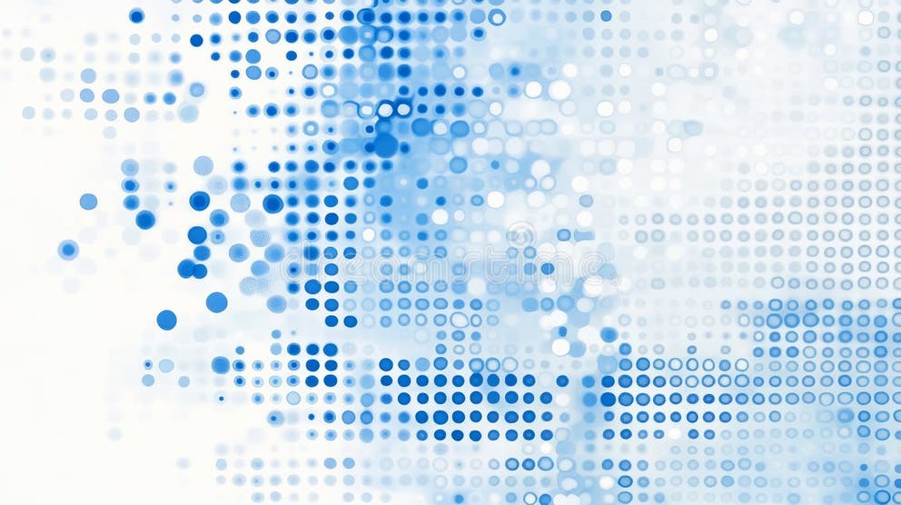 Abstract Digital Background with Blue and White Pixelated Dots ...