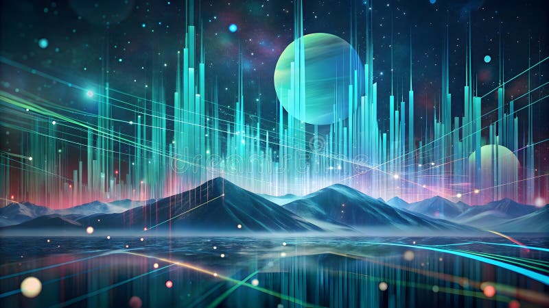 Abstract Digital Background with Bright Lines and Dots on Blue Stock ...