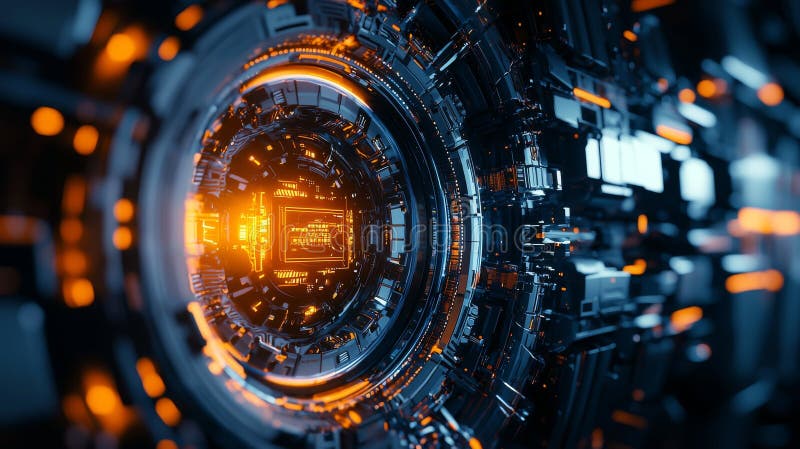 An Abstract Digital Background with a Circular Core, Featuring a ...