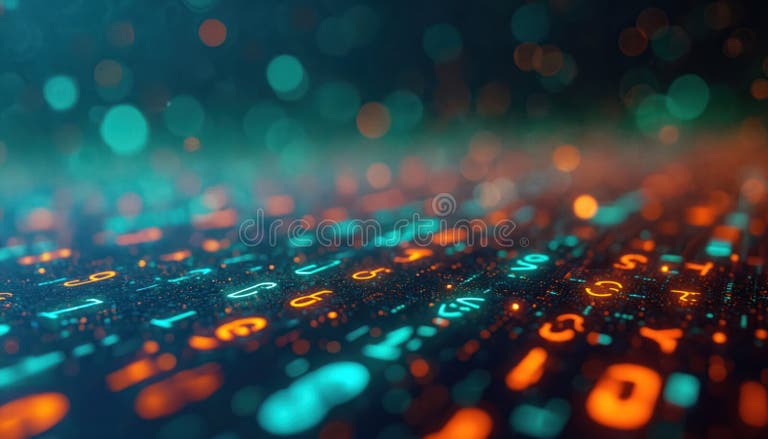 Abstract Digital Background with Colorful Binary Code, Bokeh Lights ...