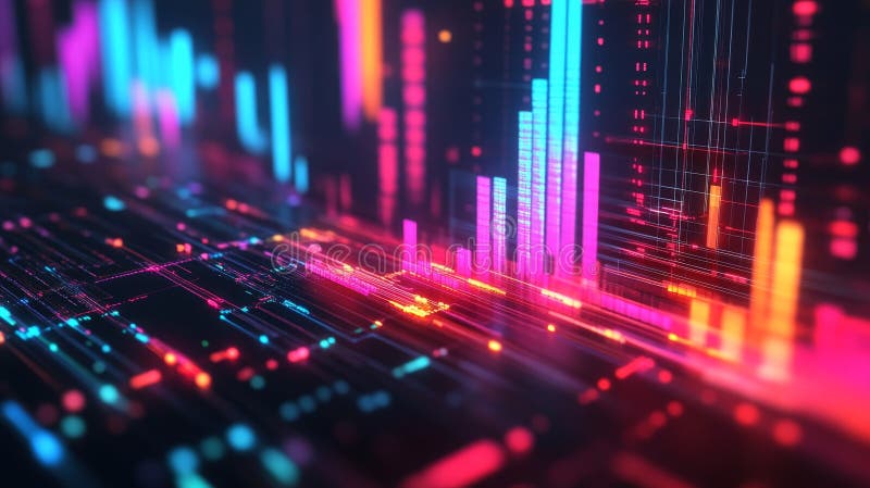 Abstract Digital Background with Colorful Data Flow and Patterns Stock ...