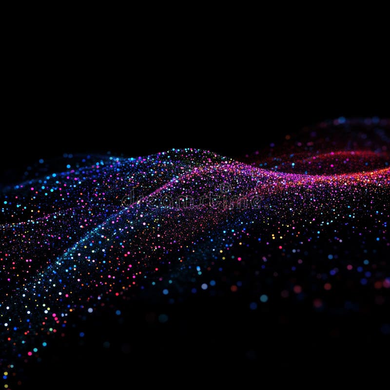 Abstract Digital Background of Colorful Data Points and Waves in a ...