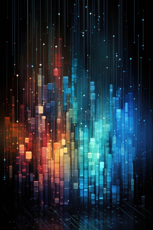 Abstract Digital Background with Colorful Pixels, AI Stock Illustration ...