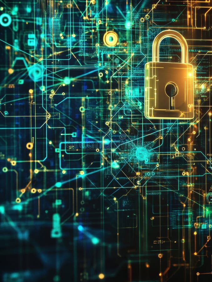 An Abstract Digital Background Combines Multiple Padlocks and Keys ...