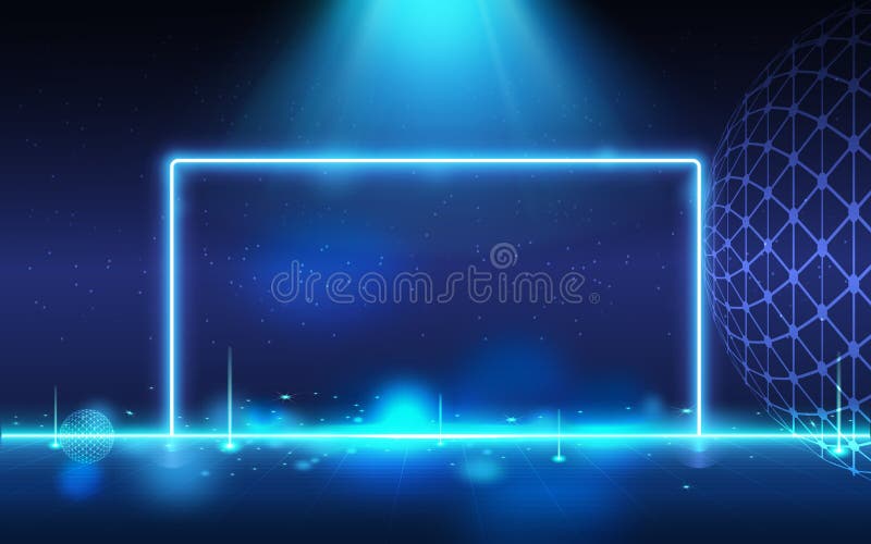 Abstract Digital Background Concept of Future Digital Technology Metaverse with Rectangle Blue ...