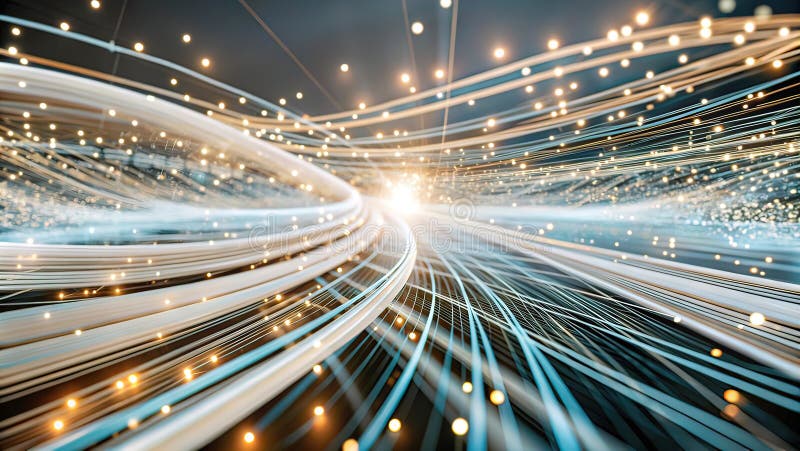 Abstract Digital Background with Data Flow Connecting Future and ...