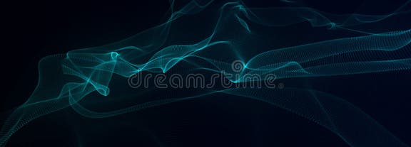 Abstract Digital Wave of Particles. Big Data Visualization. 3d ...