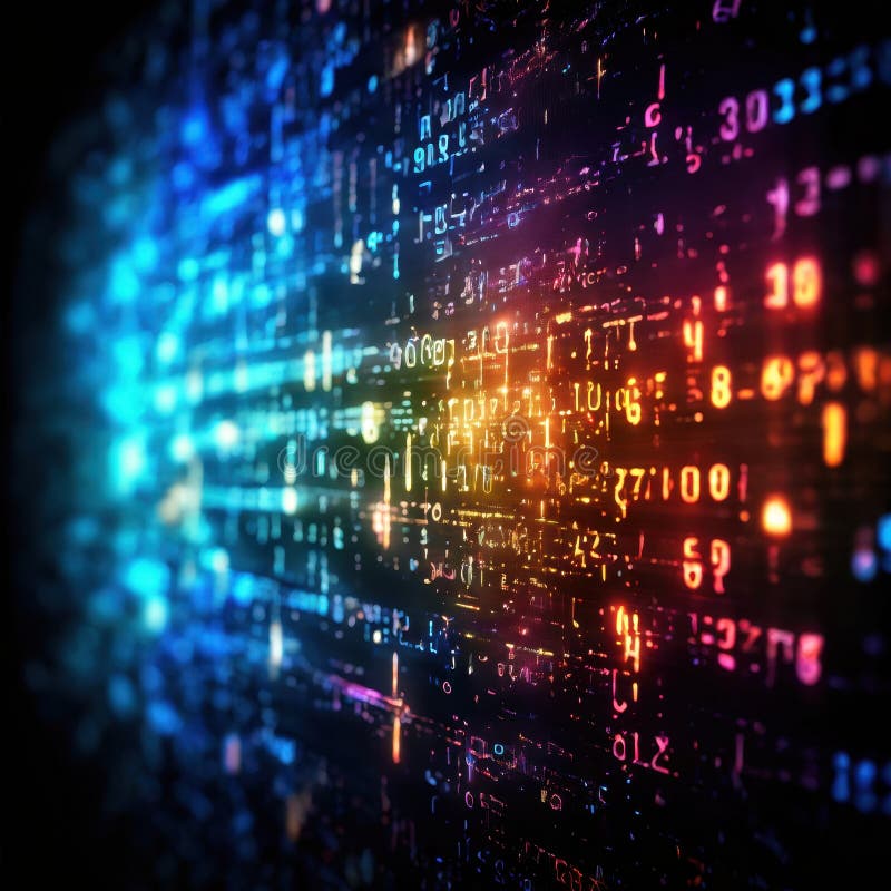 Futuristic Digital Data Stream with Glowing Binary Code Stock Image - Image of technology ...