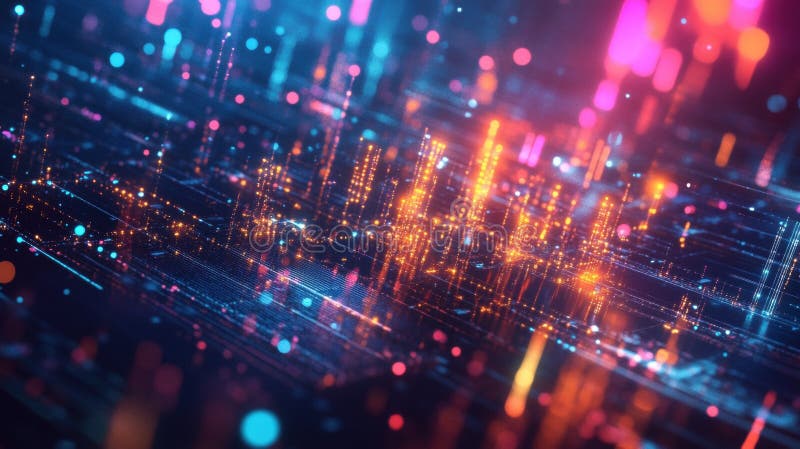 Abstract Digital Background Featuring Glowing Particles and Lines Stock ...