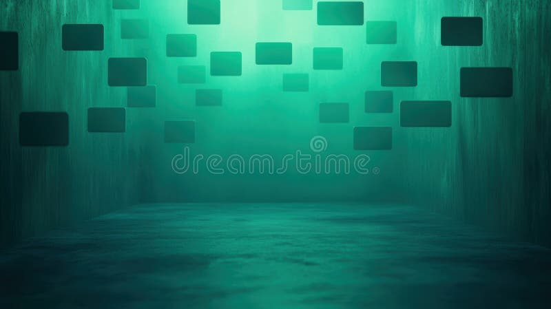 Abstract Digital Background with Floating Rectangle Shapes in Green and ...