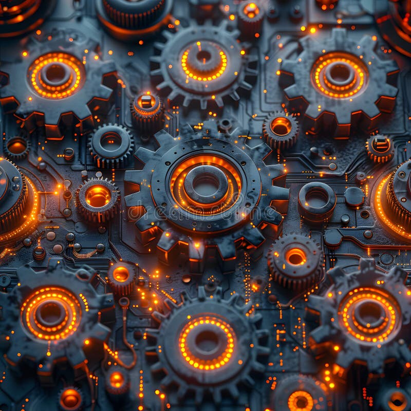 Abstract Digital Background with Gears and Canvas for Copy or Banner ...