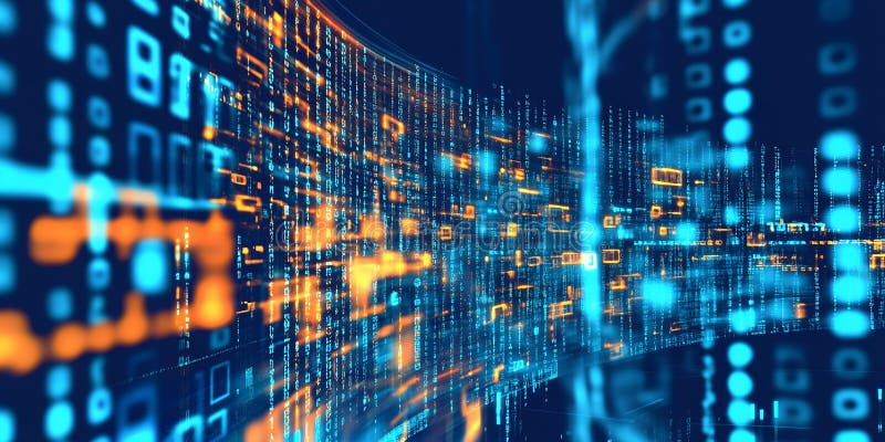 Abstract Digital Background with Glowing Blue and Orange Numbers Stock ...