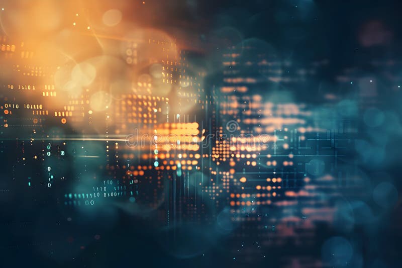Abstract Digital Background with Glowing Elements and Data ...