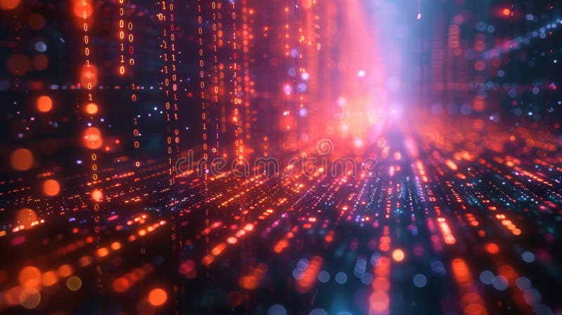 Abstract Digital Background with Glowing Lines and Bokeh Effect, Representing Futuristic ...