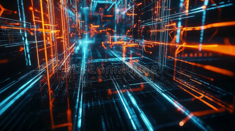 Abstract Digital Background with Glowing Lines and Data Patterns ...