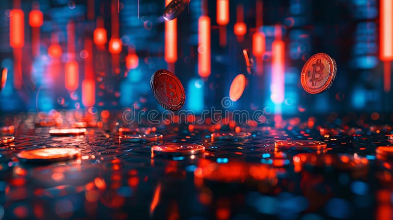 Abstract Digital Background with Glowing Red and Blue Lights, Featuring ...