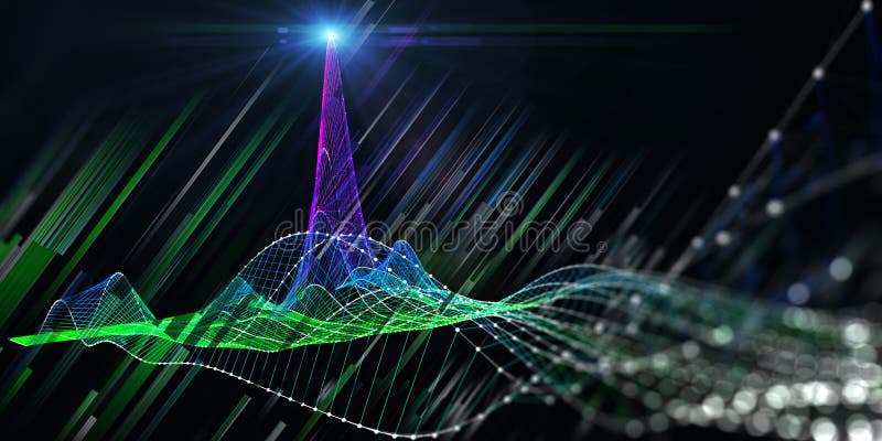 Abstract Digital Background with Graph and Light on Black. Analytics ...