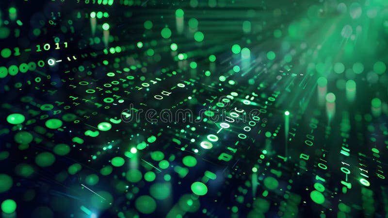Abstract Digital Background with Green Binary Code Stock Illustration - Illustration of abstract ...