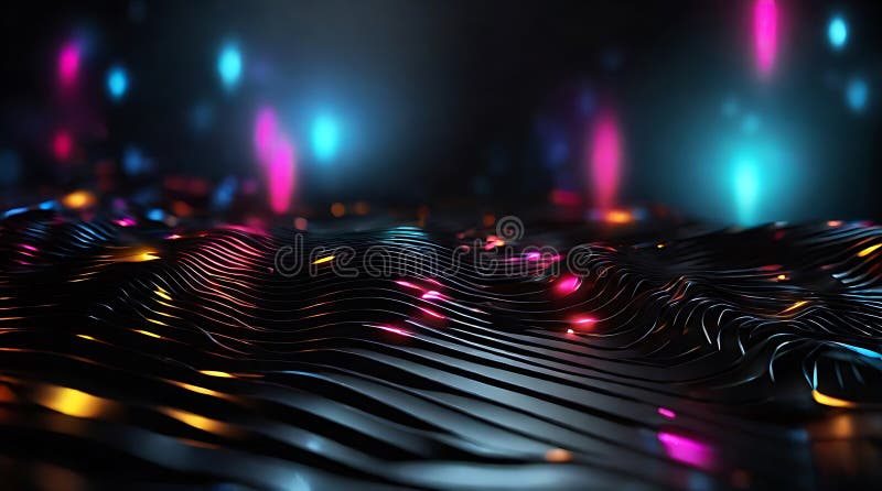 Abstract Digital Background with Laser Cut Lights on a Black Background ...