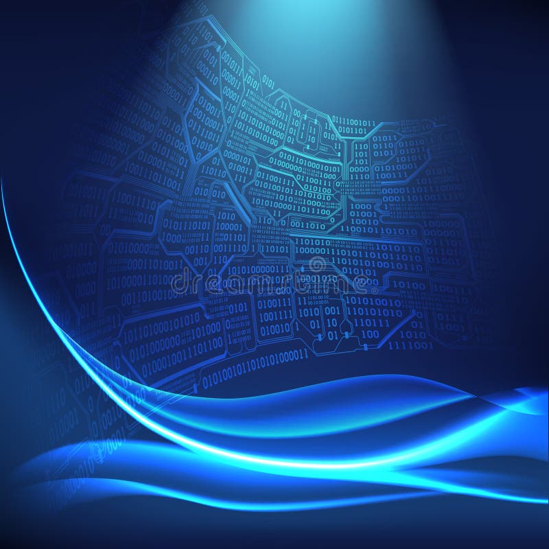 Abstract Digital Background with Light Lines, Waves, the Concept of ...