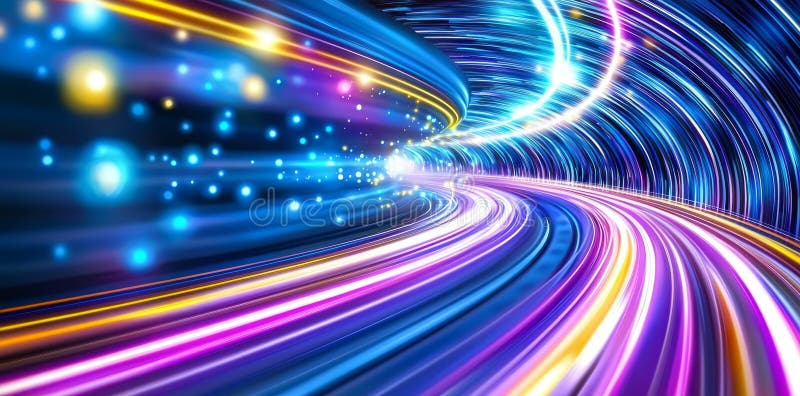 An Abstract Digital Background with Light Trails Bouncing Fast on the ...
