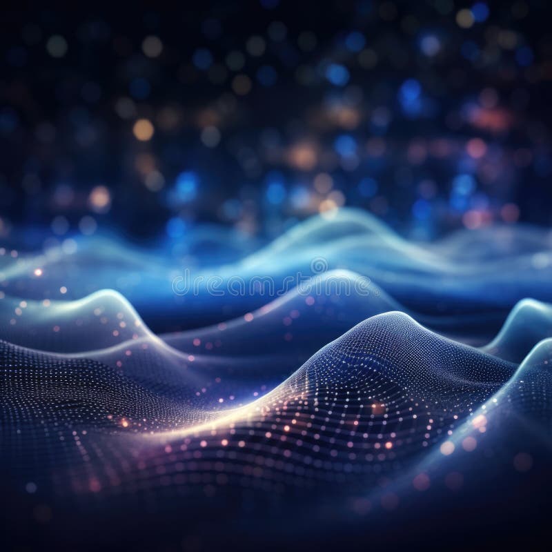 Abstract Digital Background of Moving Particles. Information Space Flow ...