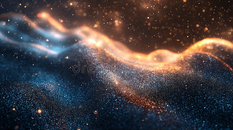 Abstract Digital Background of Moving Particles. Information Space Flow ...