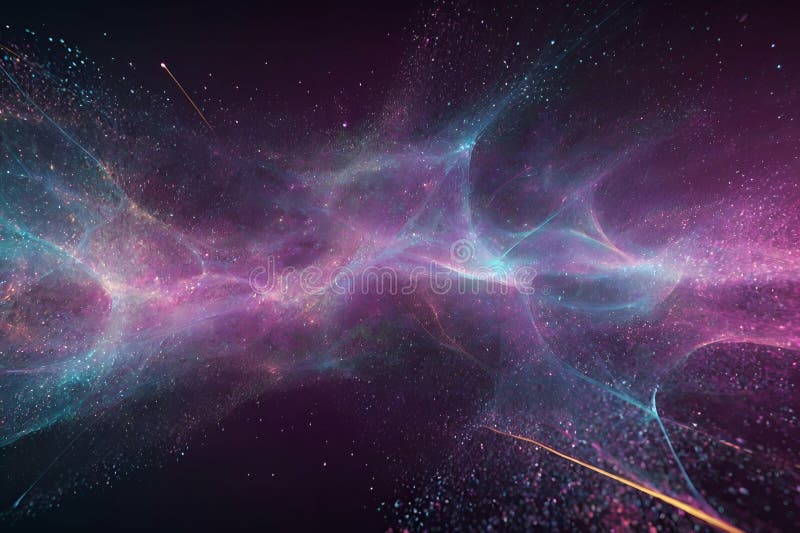 Abstract Digital Background of Moving Particles. Information Space Flow ...