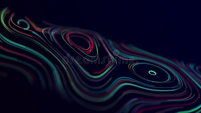 Abstract Digital Background of Moving Particles. Information Space Flow ...