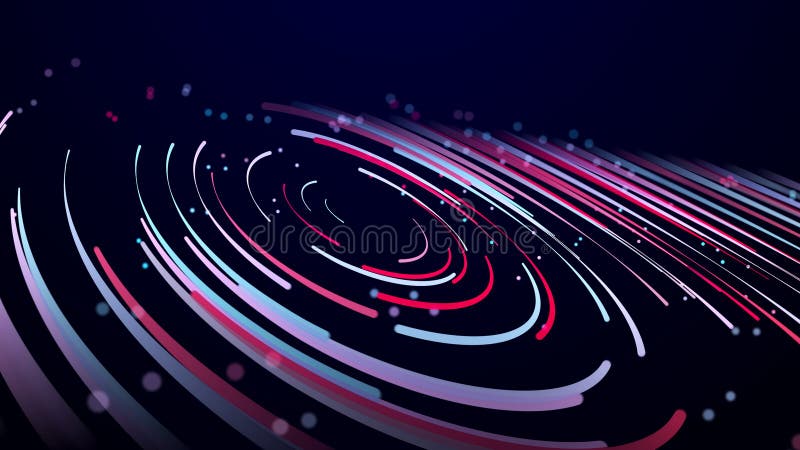 Abstract Digital Background of Moving Particles. Information Space Flow ...