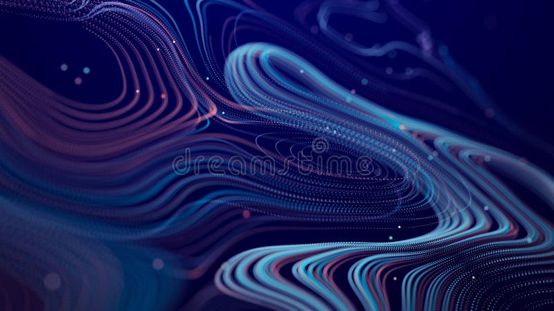 Abstract Digital Background of Moving Particles. Information Space Flow ...