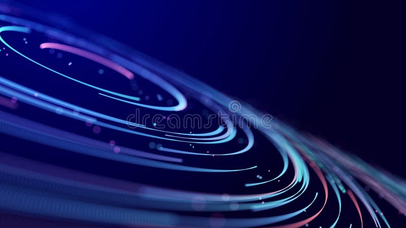 Abstract Digital Background of Moving Particles. Information Space Flow ...