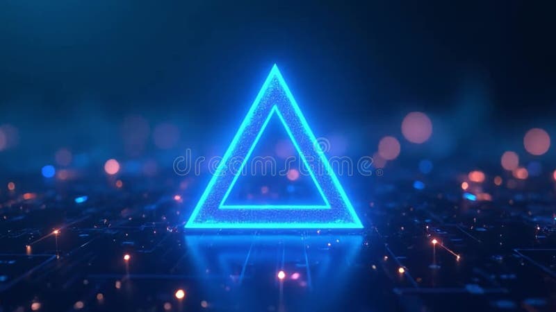 Abstract Digital Background with Neon Glowing Triangle and Tech Circuit ...