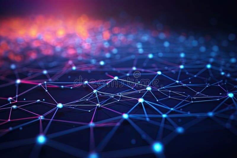 Abstract Digital Background. Network Connection Concept. 3D Rendering, Cyber Big Data Flow ...