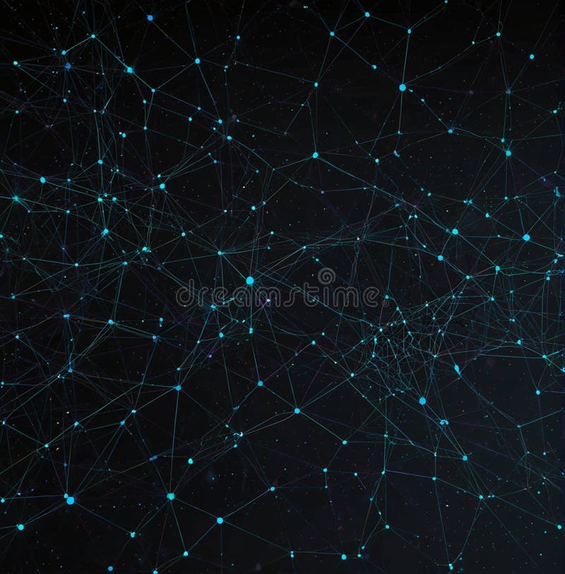 Abstract Digital Background of Points and Lines. Glowing Black Plexus. Big Data. Network or ...