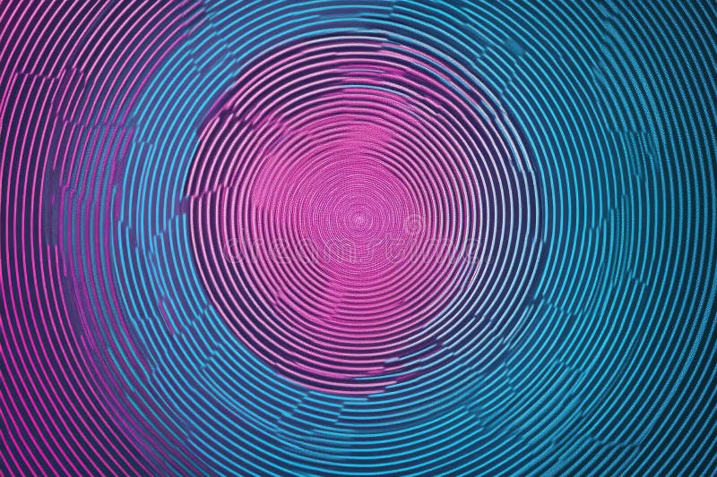 An Abstract Digital Background of Radiating Neon Concentric Circles in ...