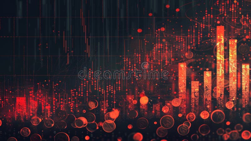 Abstract Digital Background with Red and Orange Data Visualizations ...